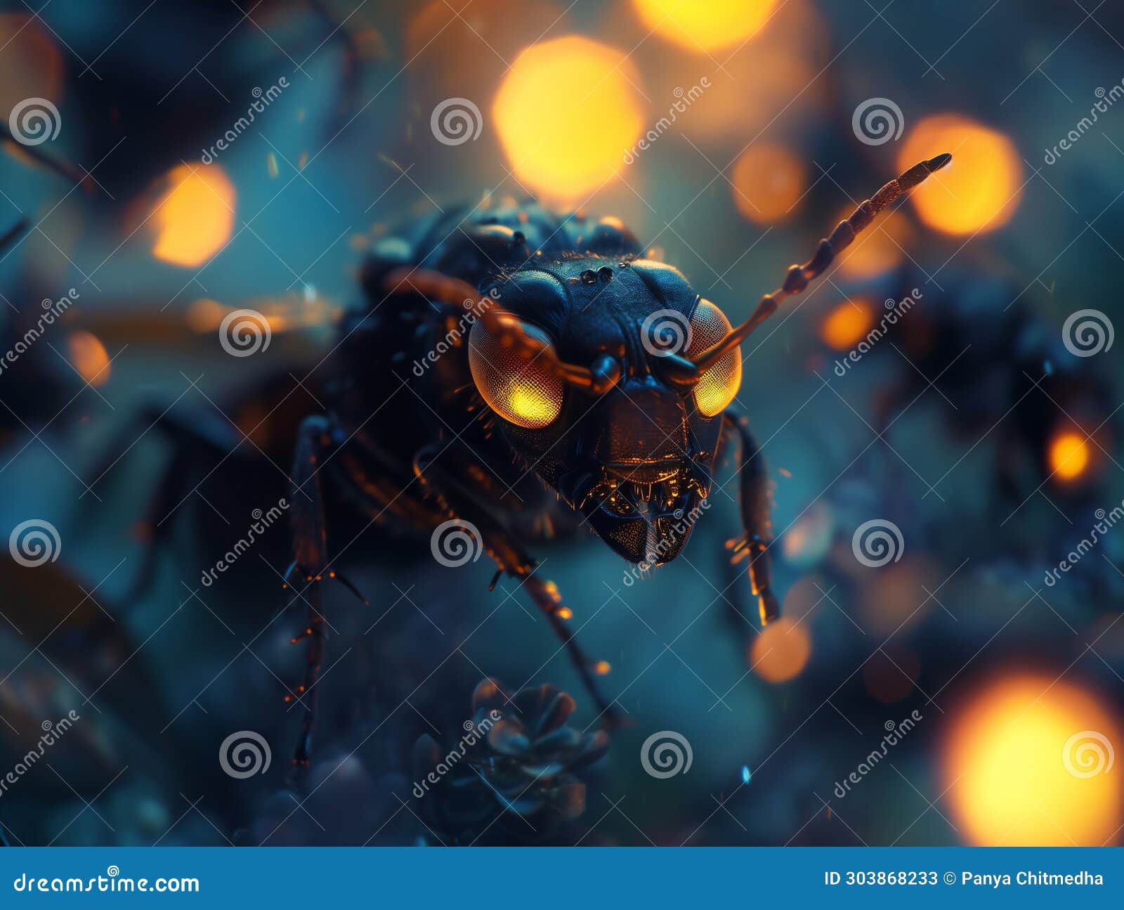 Macro Image of an Insect in Dramatic Sci-Fi Light, Dark Fantasy Insect ...