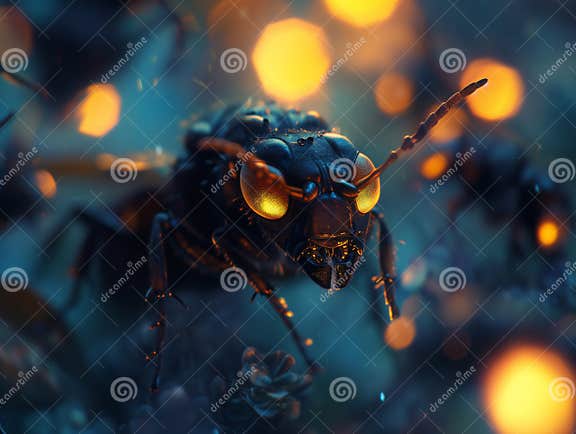 Macro Image of an Insect in Dramatic Sci-Fi Light, Dark Fantasy Insect ...
