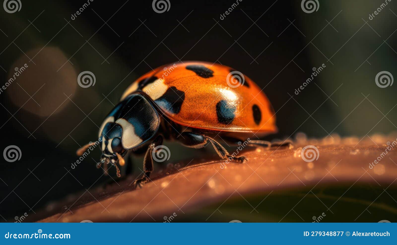 Macro Image of a Ladybug Sitting on a Leaf Stock Illustration ...