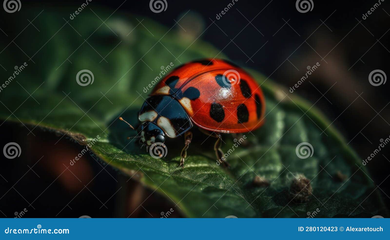 Macro Image of a Ladybug Sitting on a Leaf Stock Illustration - Illustration of sitting, leaf ...