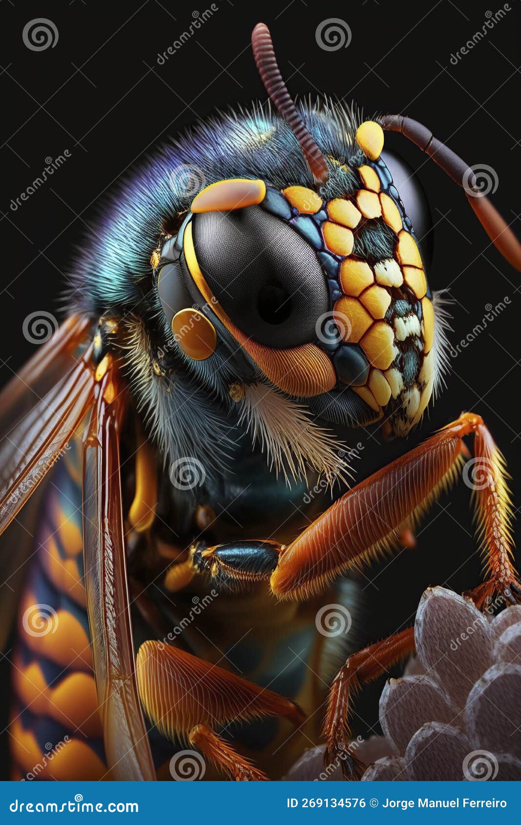 Macro Image, Picturesque Wasp, Ai Generative Stock Illustration ...