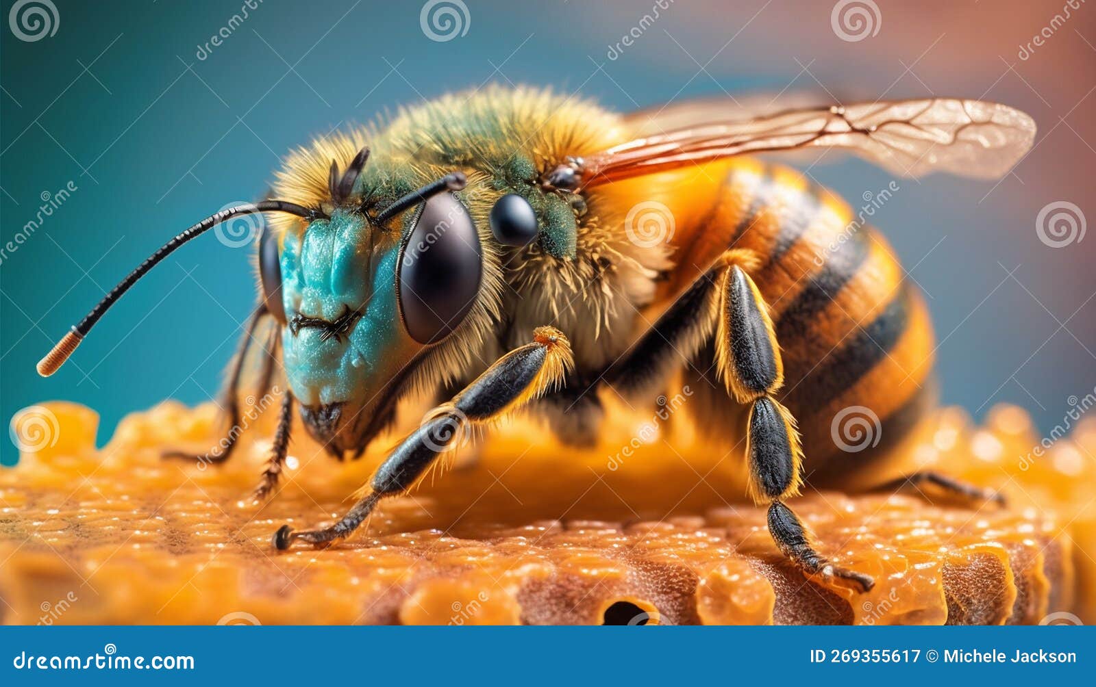 Macro Image of a Squash Bee, Generative Ai Stock Illustration ...