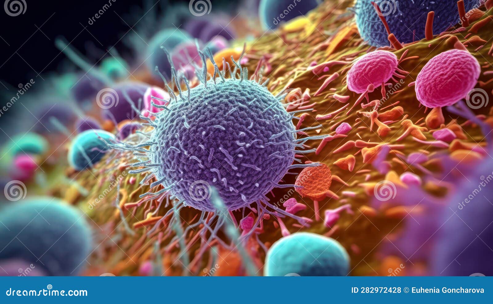 Macro Image of Viruses and Bacteria in Tissues, Colorful Vivid ...