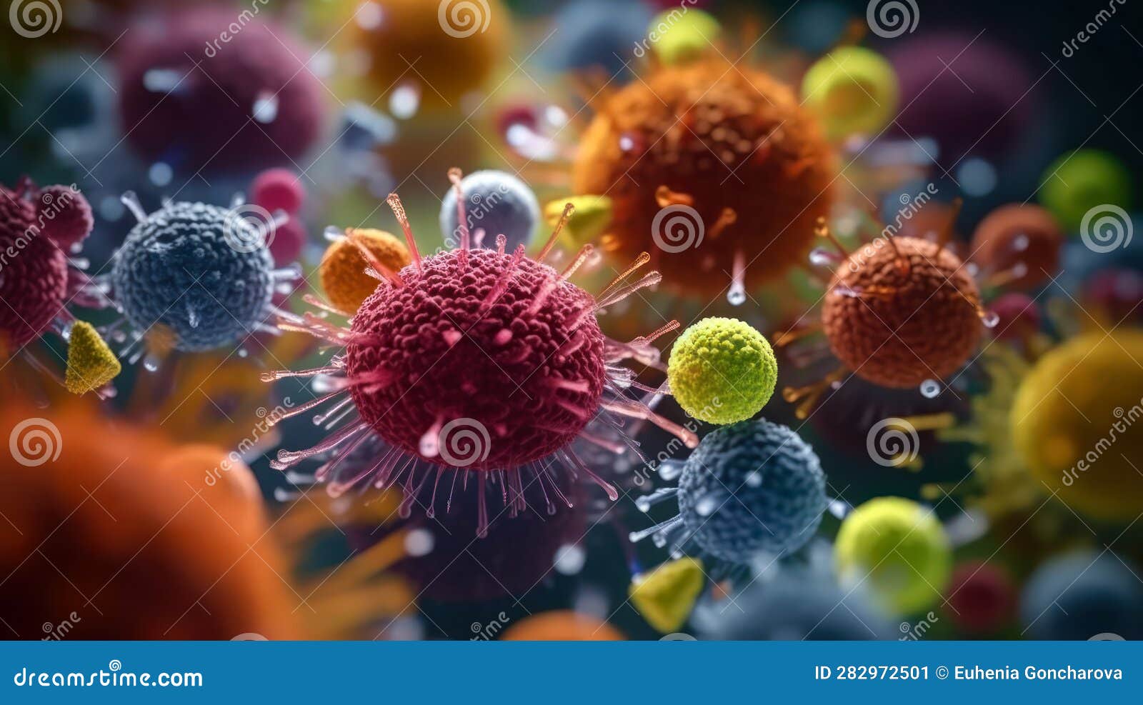Macro Image of Viruses and Bacteria in Tissues, Colorful Vivid ...