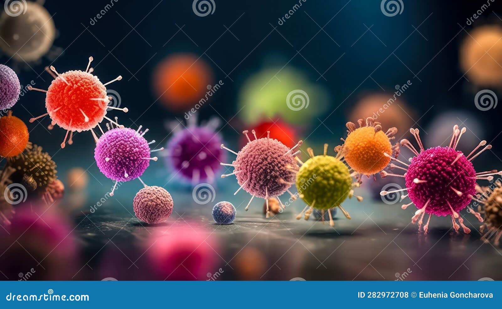 Macro Image of Viruses and Bacteria in Tissues, Colorful Vivid ...