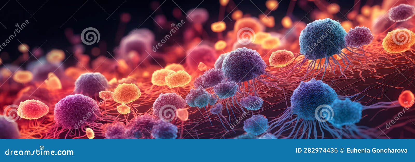 Macro Image of Viruses and Bacteria in Tissues, Colorful Vivid ...