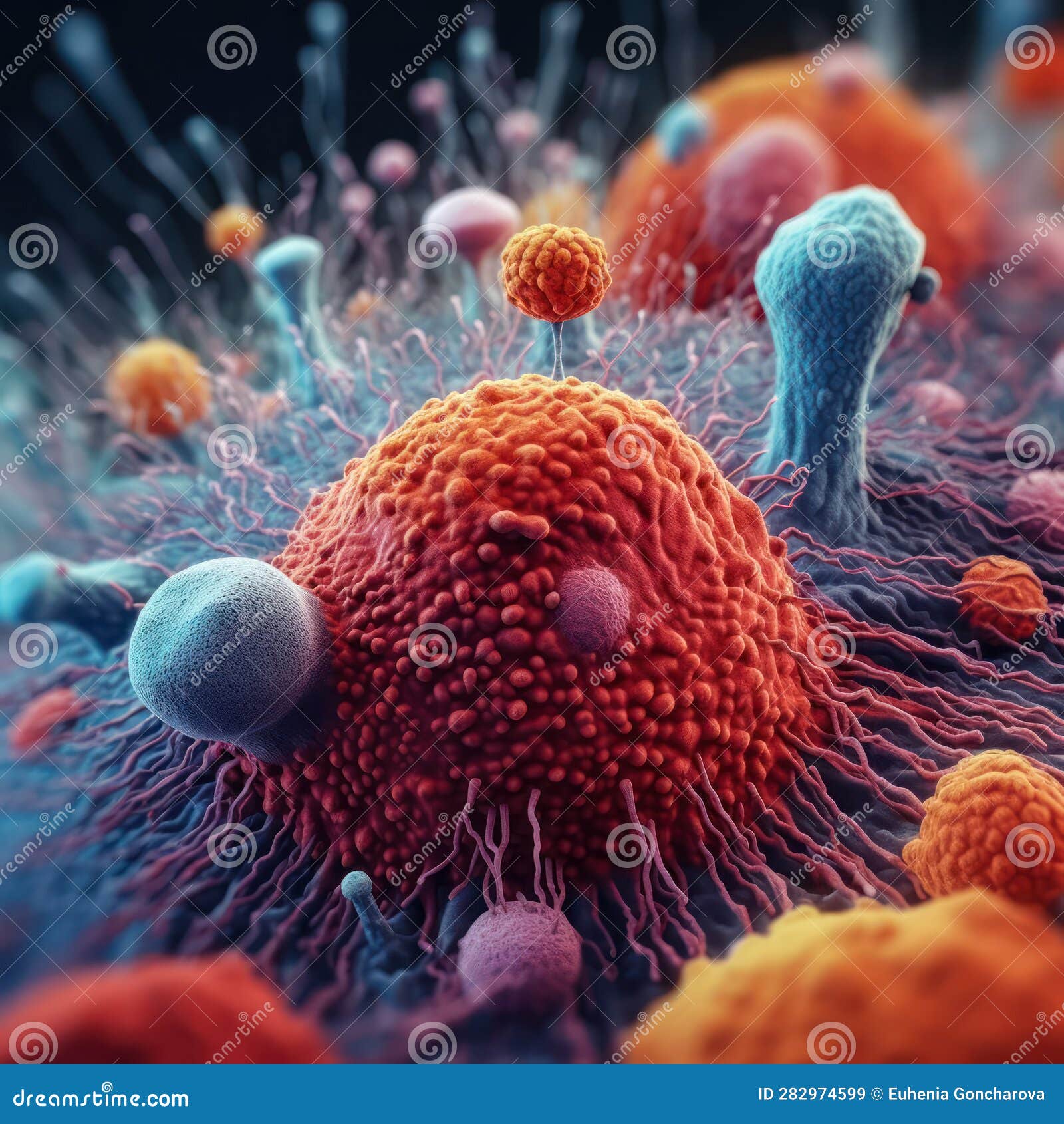 Macro Image of Viruses and Bacteria in Tissues, Colorful Vivid ...