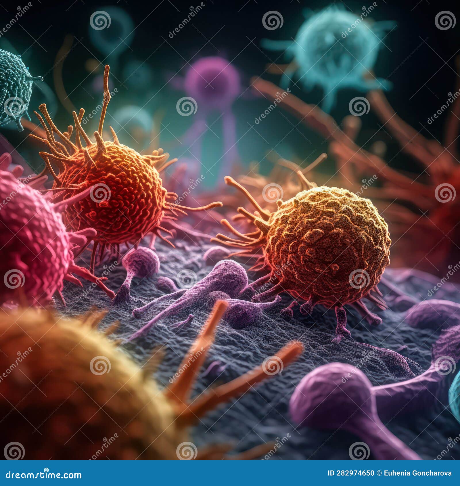 Macro Image of Viruses and Bacteria in Tissues, Colorful Vivid ...