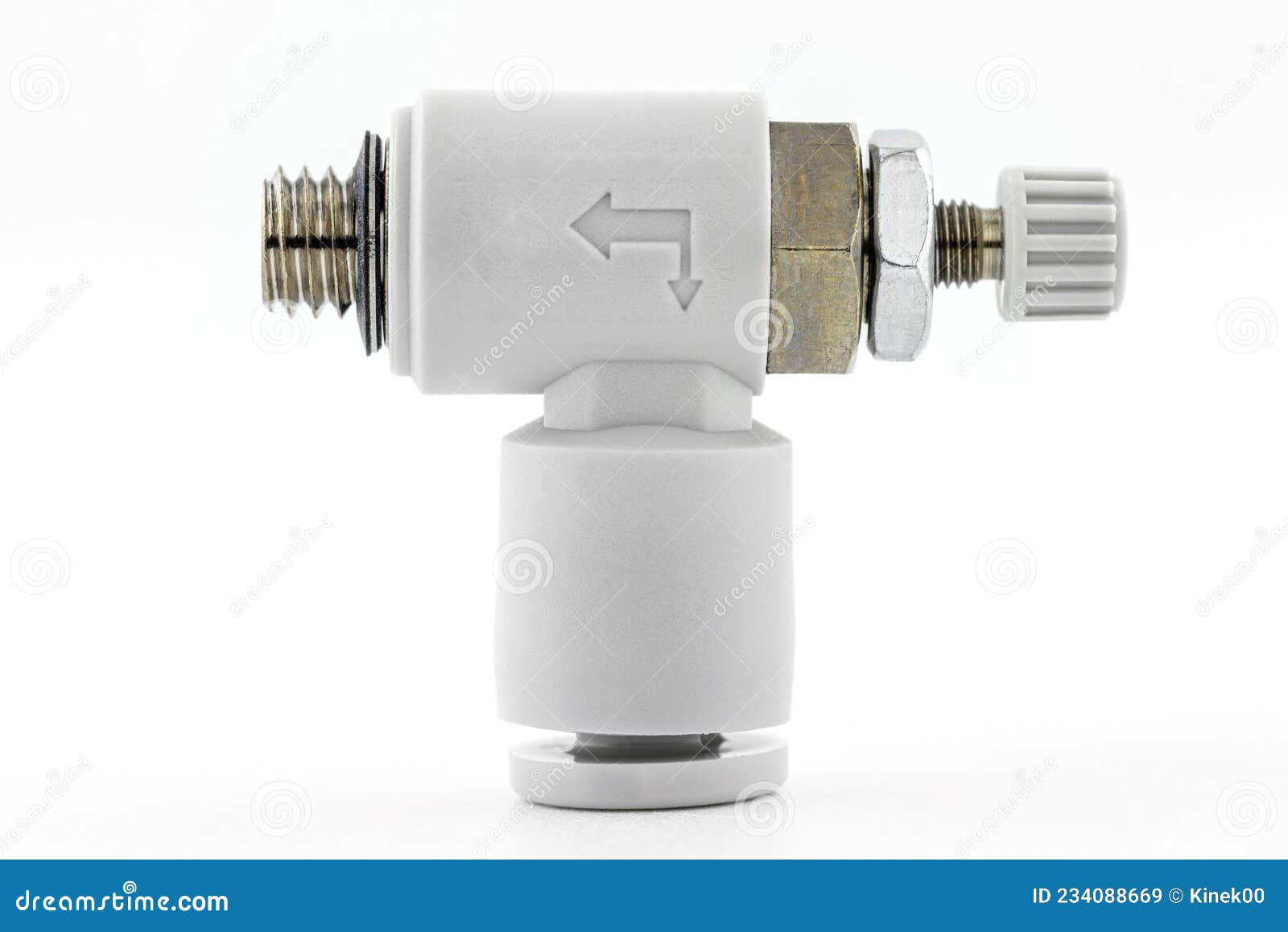Macro Image of a White Adjustable Air Pneumatic Elbow Fitting with ...