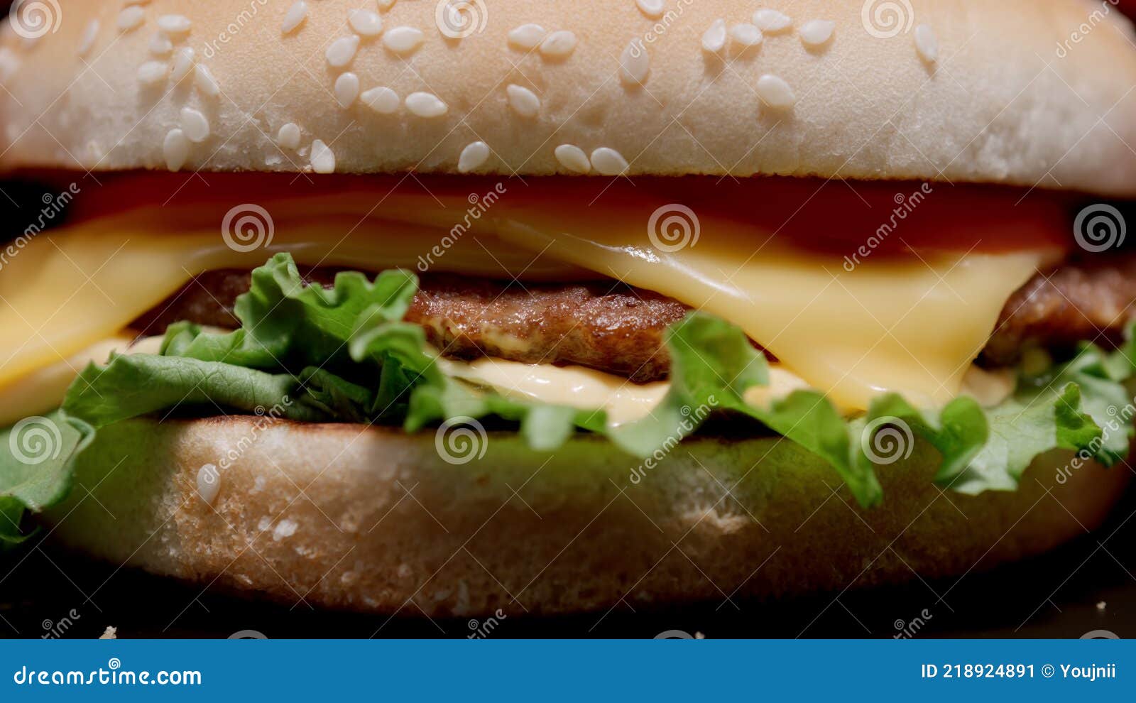 MACRO: Juicy Big Burger, Close Up Stock Image - Image of bread, tasty ...