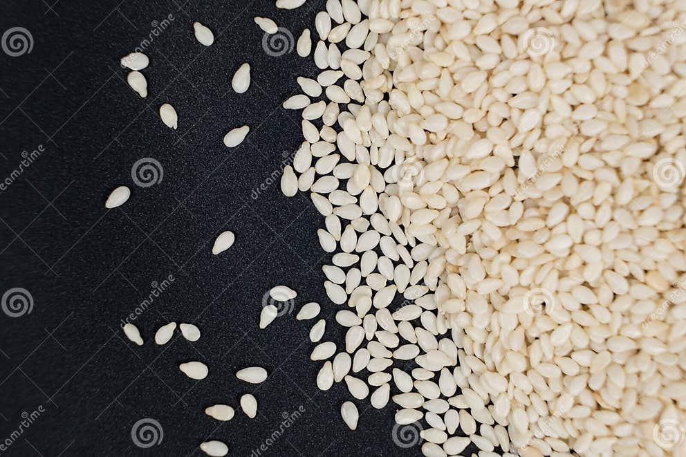 Macro Kernels of White Roasted Sesame Seeds. Stock Image - Image of ...