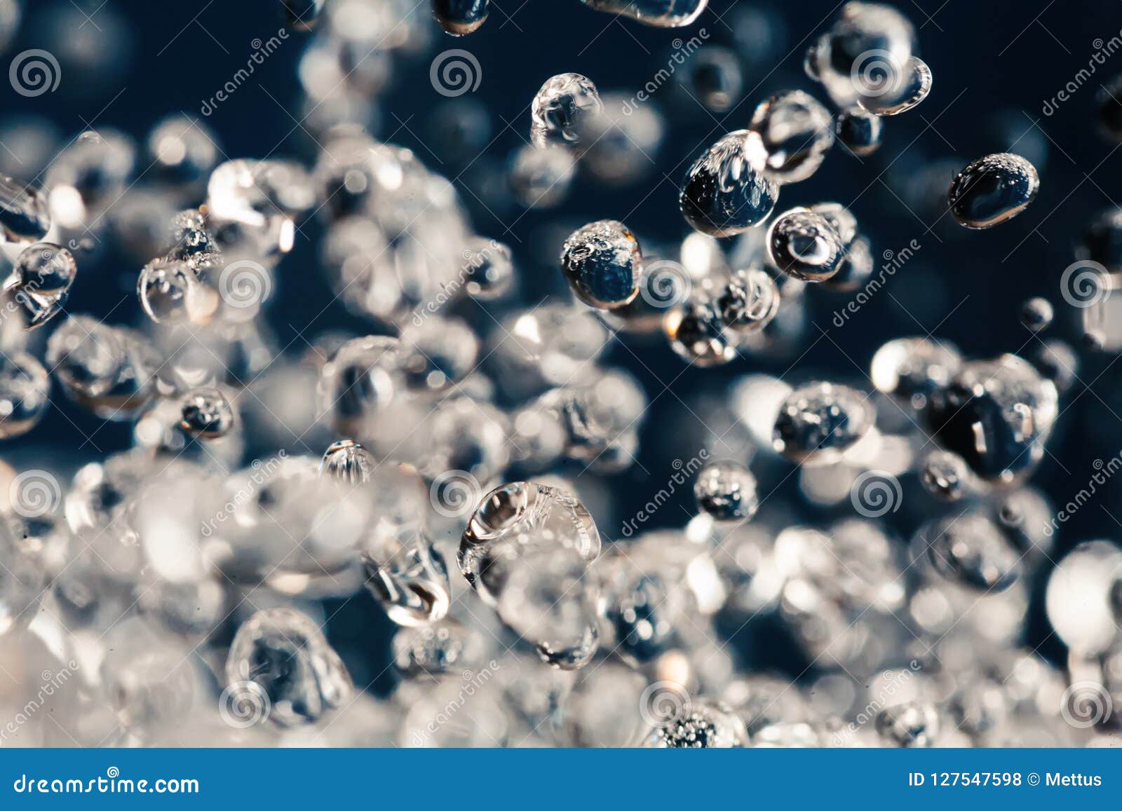 Macro of Levitation of Water Drops on Blue Stock Photo - Image of drink ...