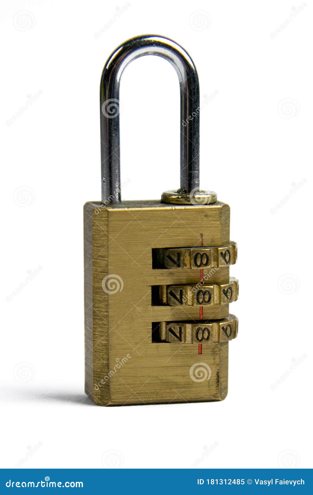 Macro of a Locked Padlockwith a Code Lock Isolated on White Background ...