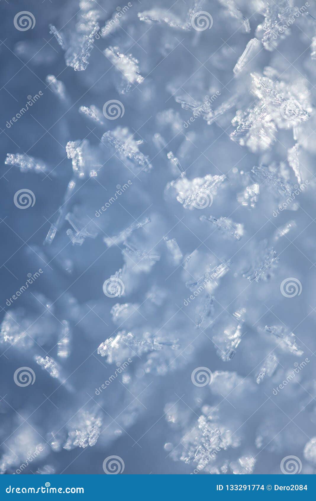 Macro Look of Snowflakes, Snow Crystals. Vertical Abstract Winter ...