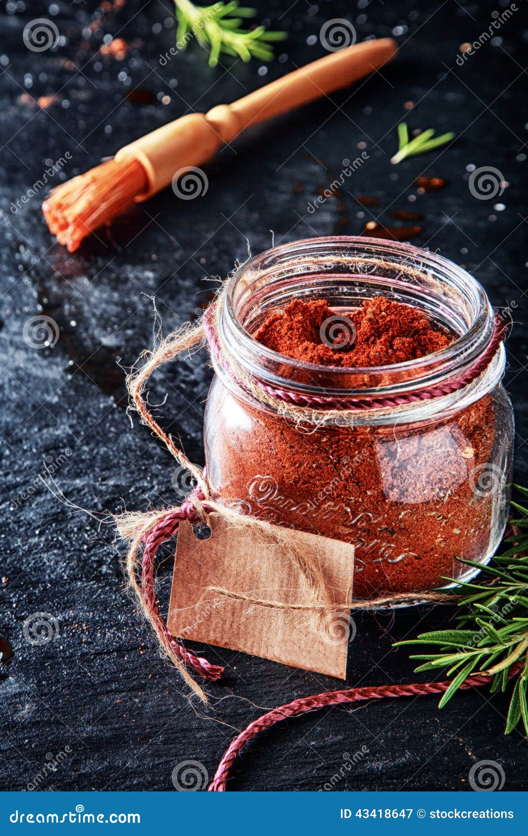 Macro Marinade Powder Container on Vintage Table Stock Image - Image of ...