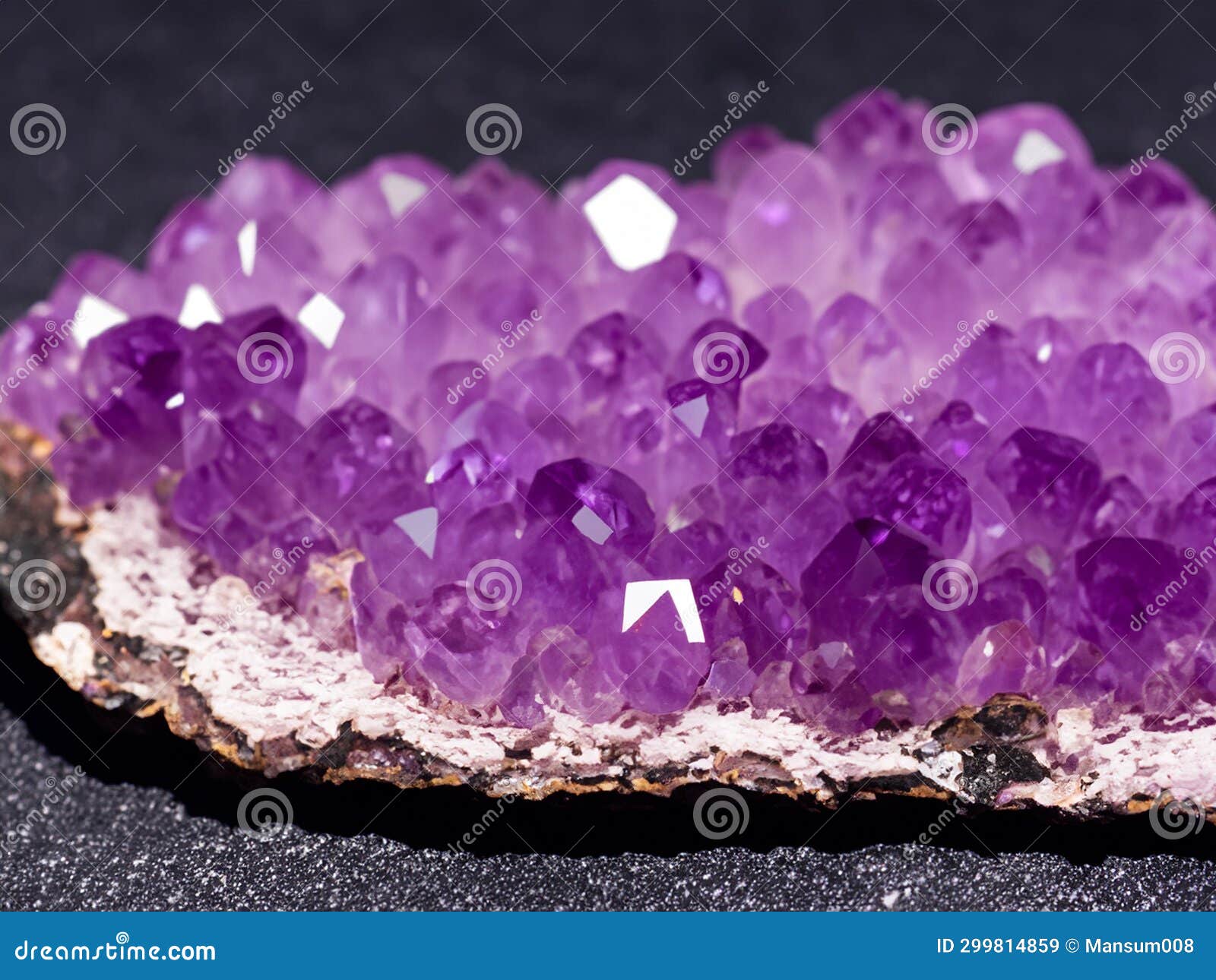Macro Mineral Stone Amethyst Crystals on a Black Background Stock Image ...