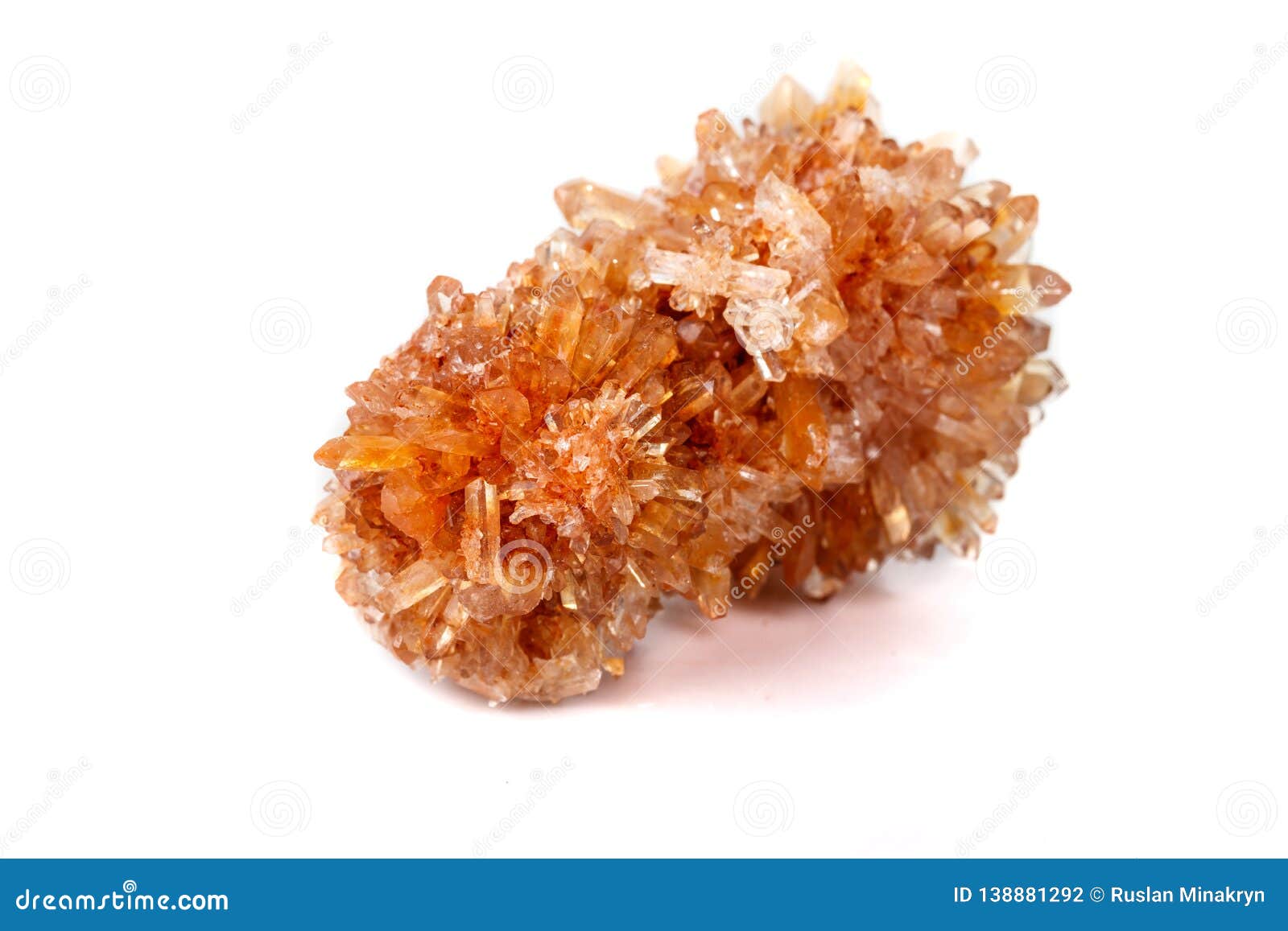 Macro of Mineral Stone Creedite on Microcline on White Background Stock ...