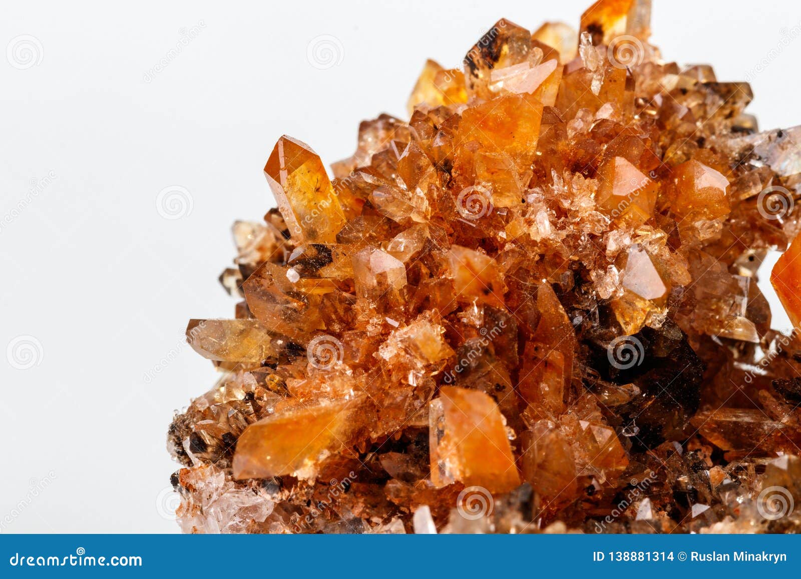 Macro of Mineral Stone Creedite on Microcline on White Background Stock ...