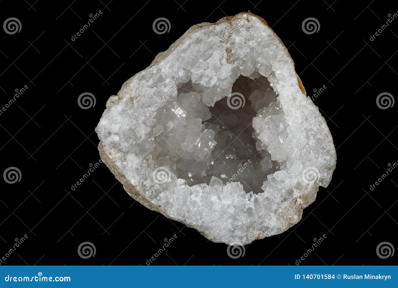 Macro Mineral Stone Quartz Geode Black Background Stock Photo - Image ...
