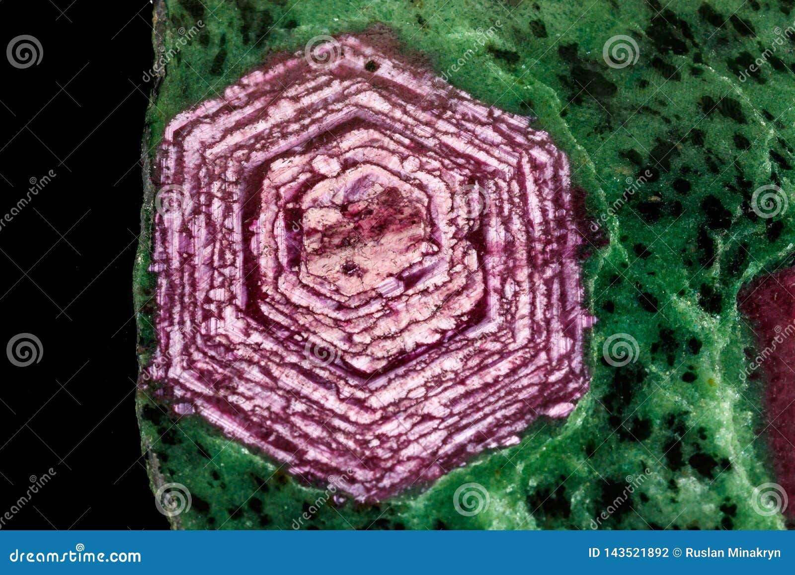 Macro of Mineral Stone Ruby in Rock on Black Background Stock Photo ...