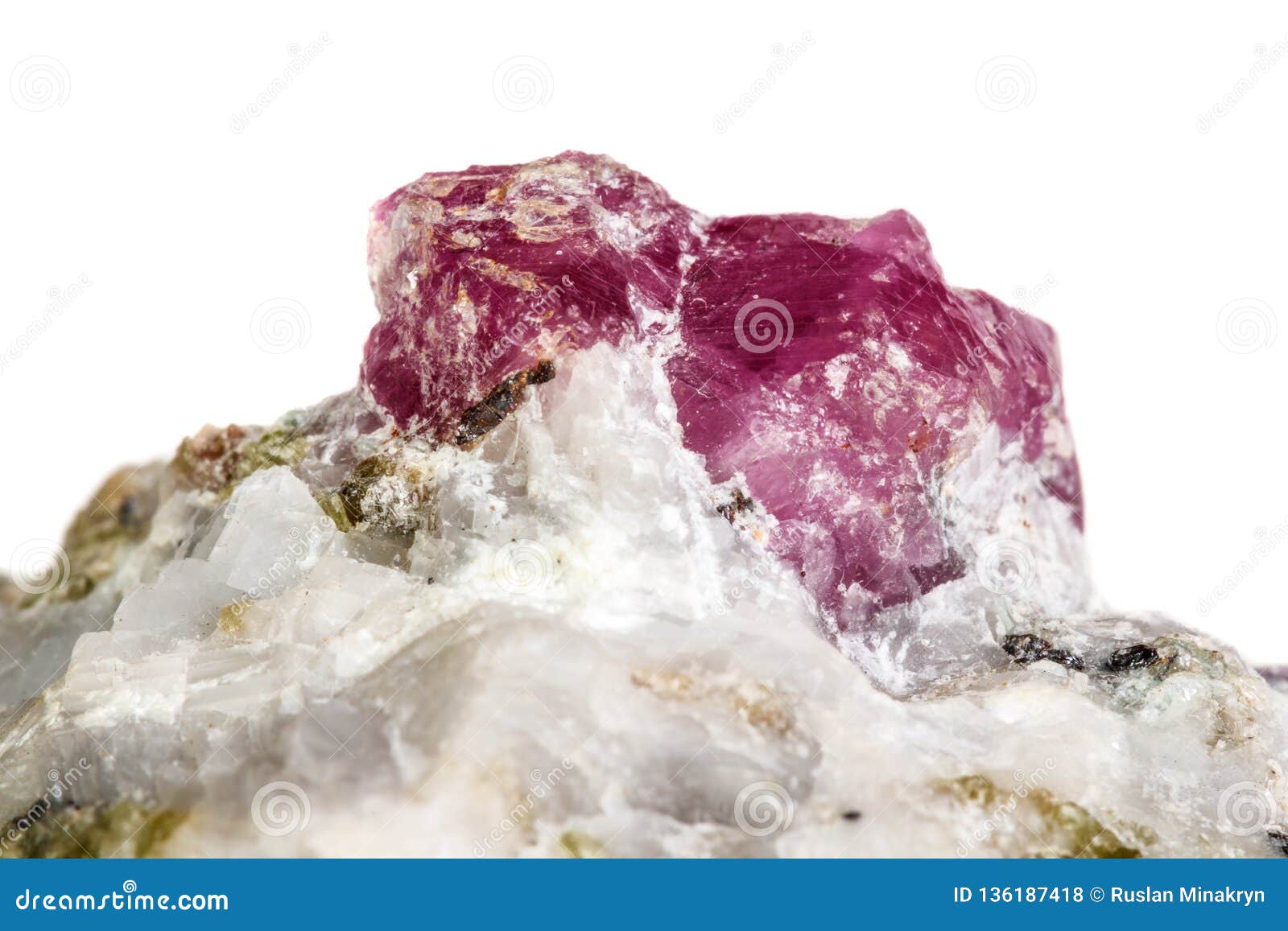 Macro Mineral Stone Ruby in Rock on White Background Stock Photo ...