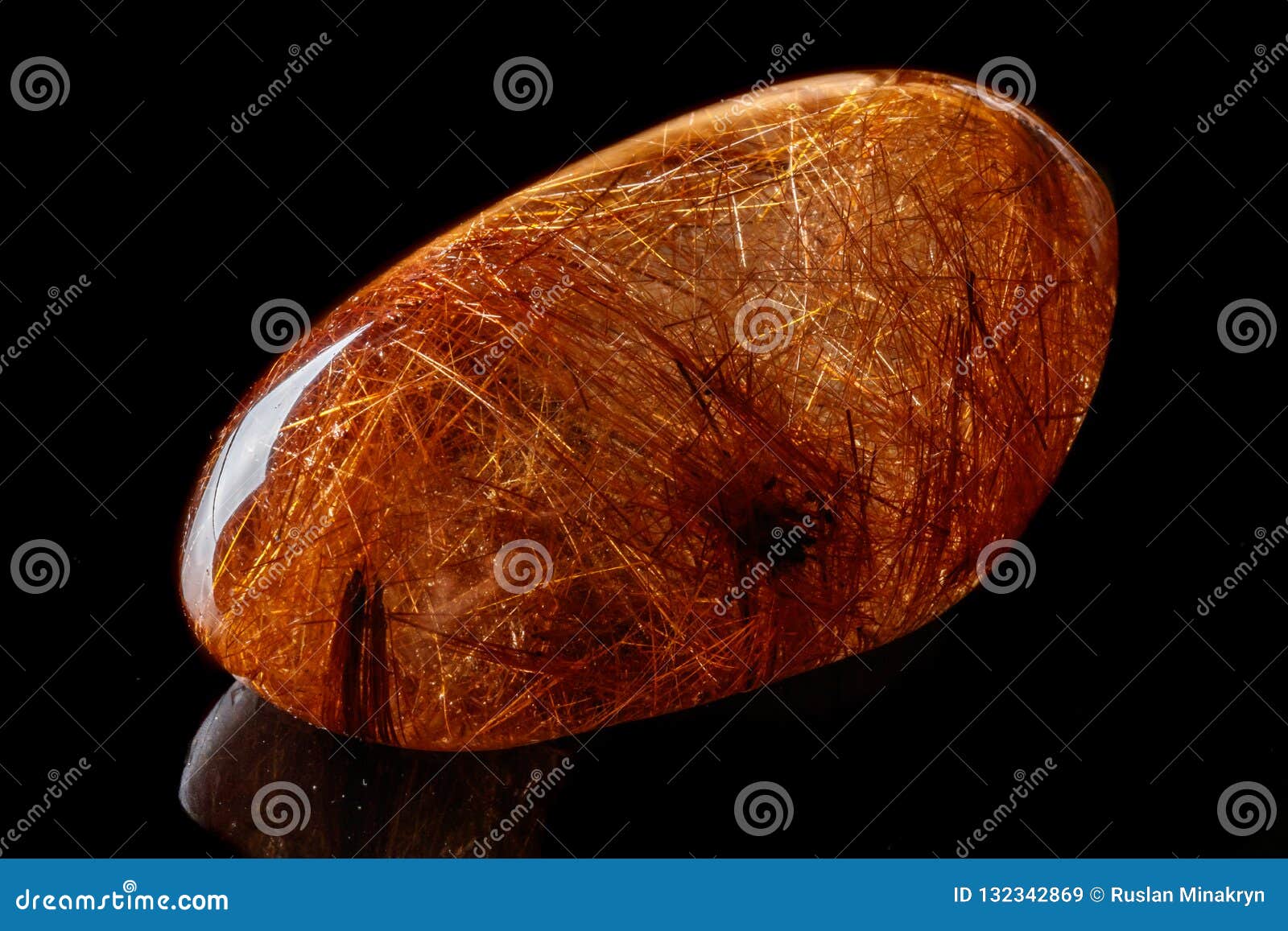 Macro Mineral Stone Rutile in Quartz on Background Stock Image - Image ...
