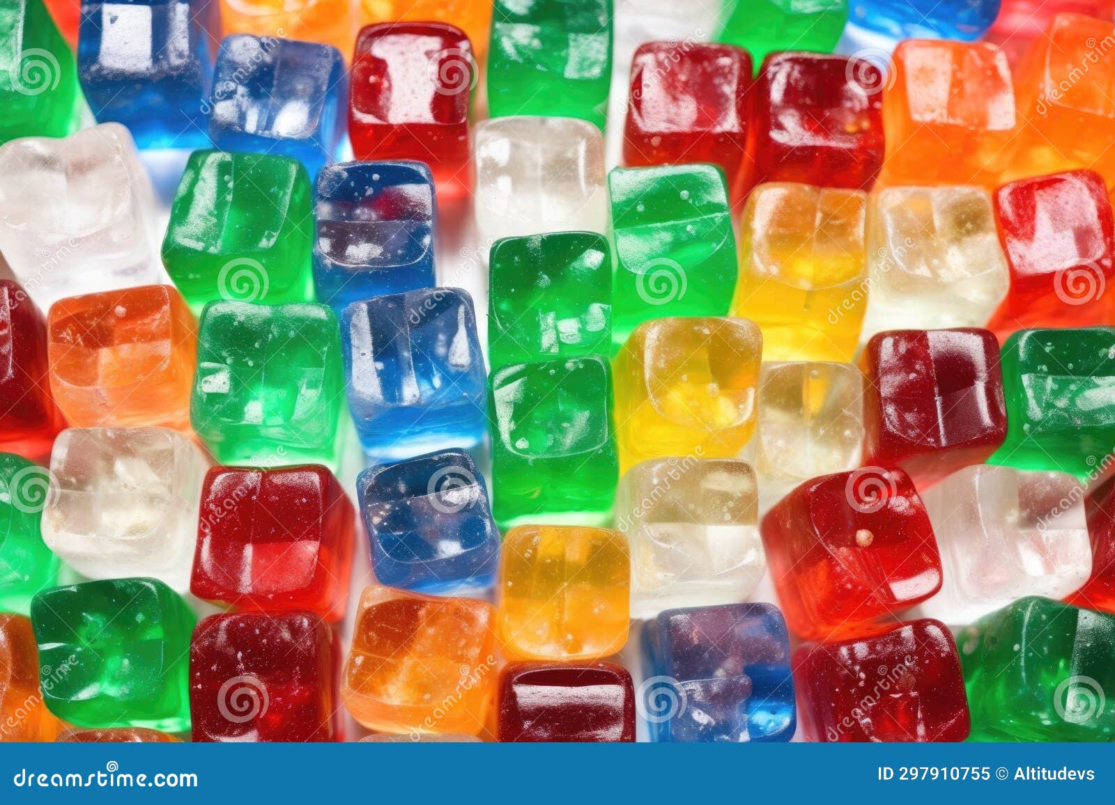 Macro of Multicolored Jelly Cubes Scattered Closely Stock Image - Image ...