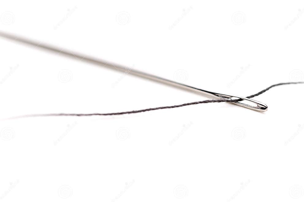 Macro of a Needle and Dark Thread Stock Photo - Image of fiber, string ...