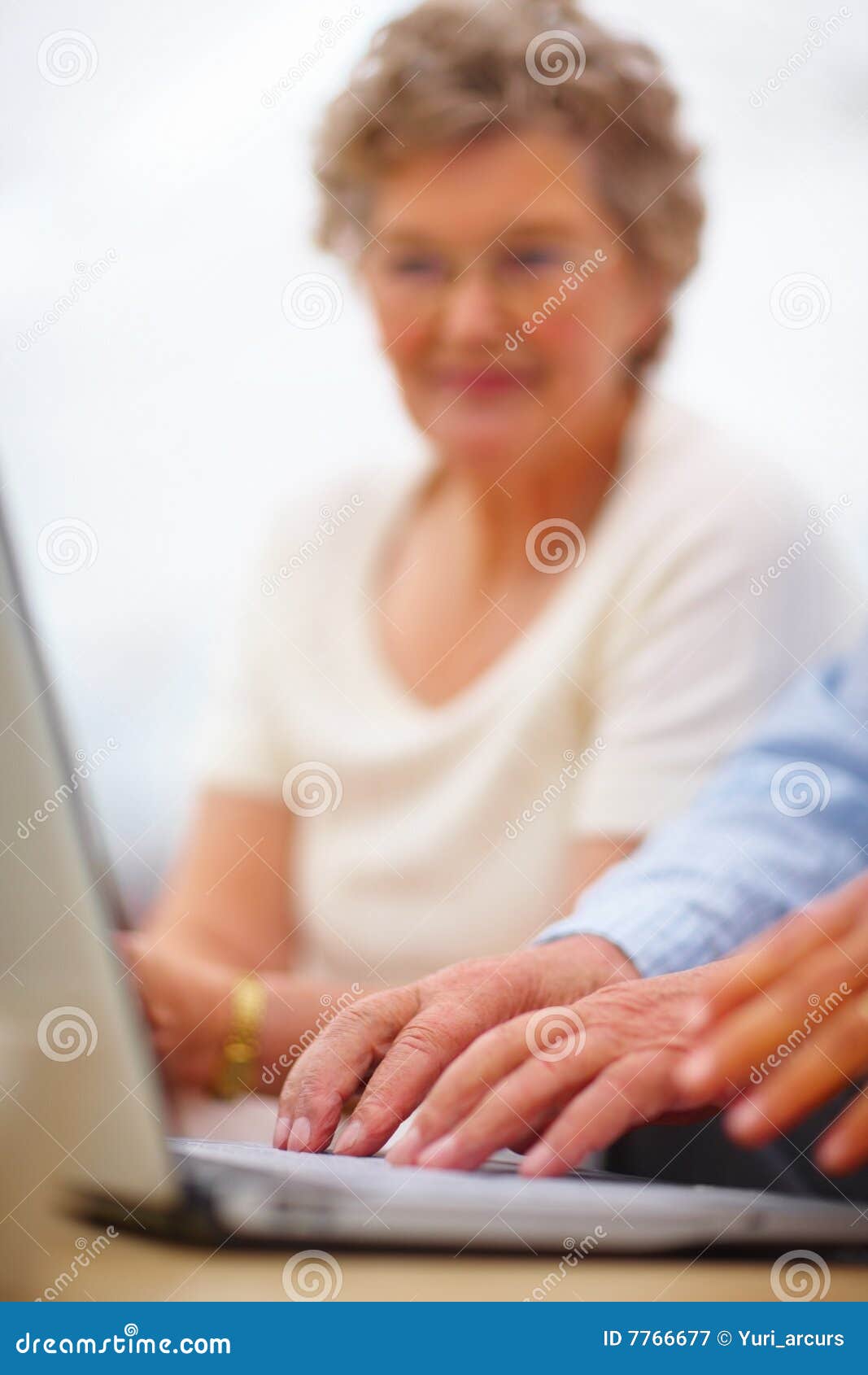 Macro of Older Peoples Hands Typing on Laptop Stock Image - Image of ...