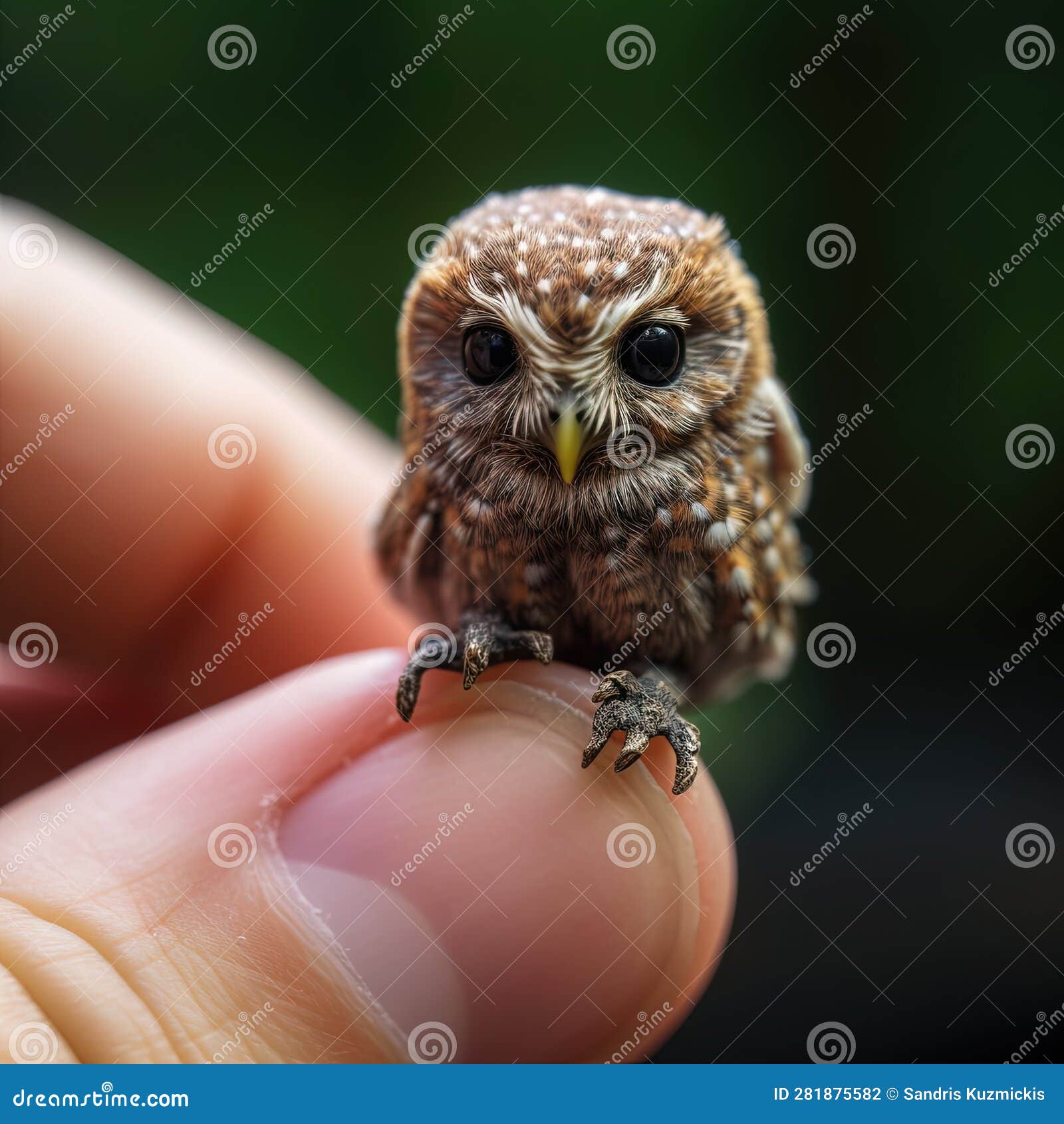 Macro Owl Standing on Top of Finger. Generative AI Stock Illustration ...