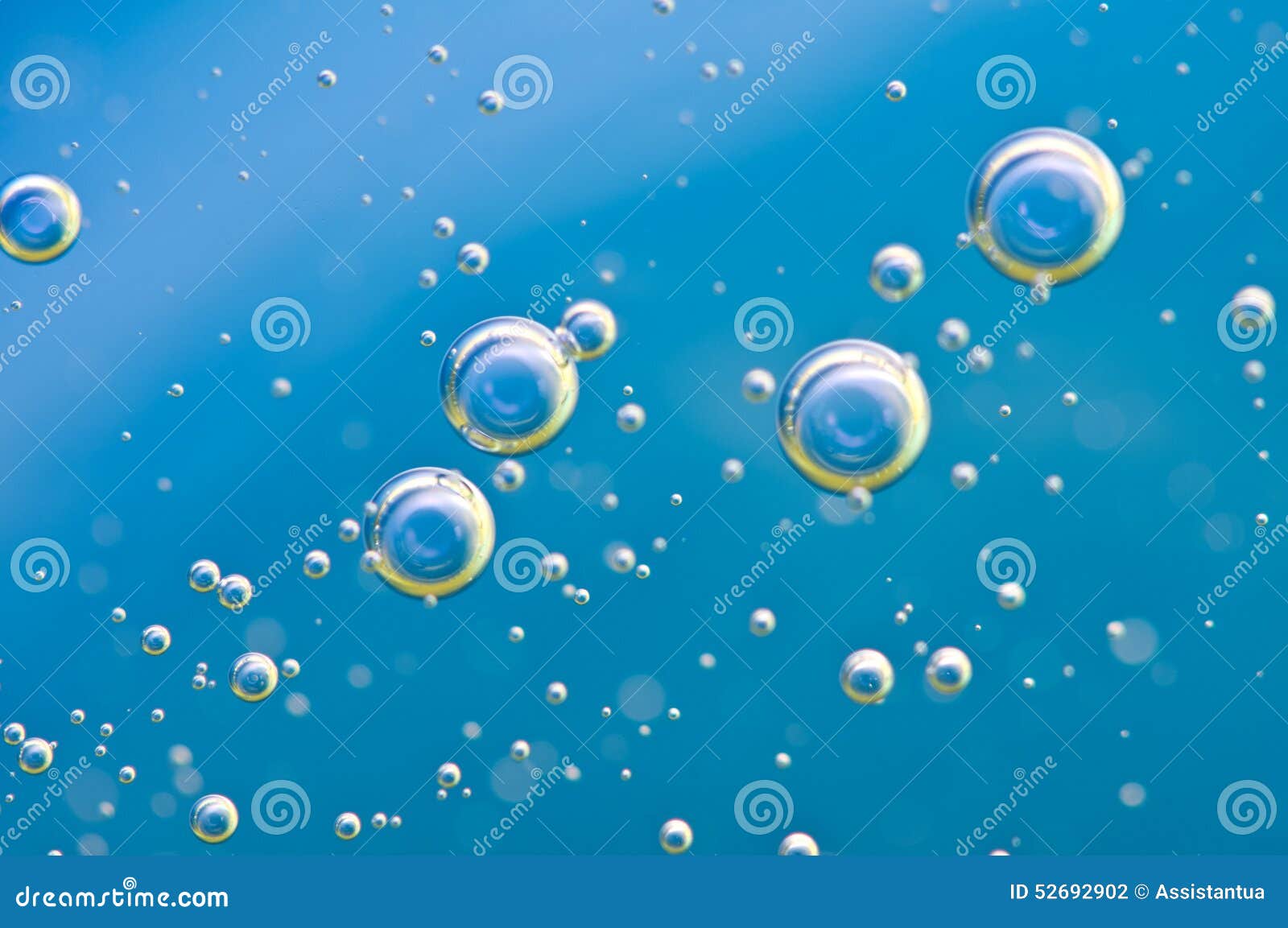 Macro Oxygen Bubbles in Water on Blue Background Stock Photo - Image of ...