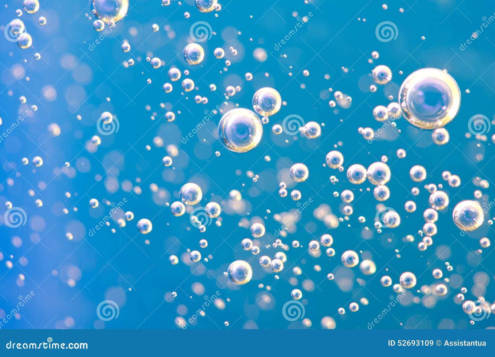 Macro Oxygen Bubbles in Water on Blue Background Stock Image - Image of ...