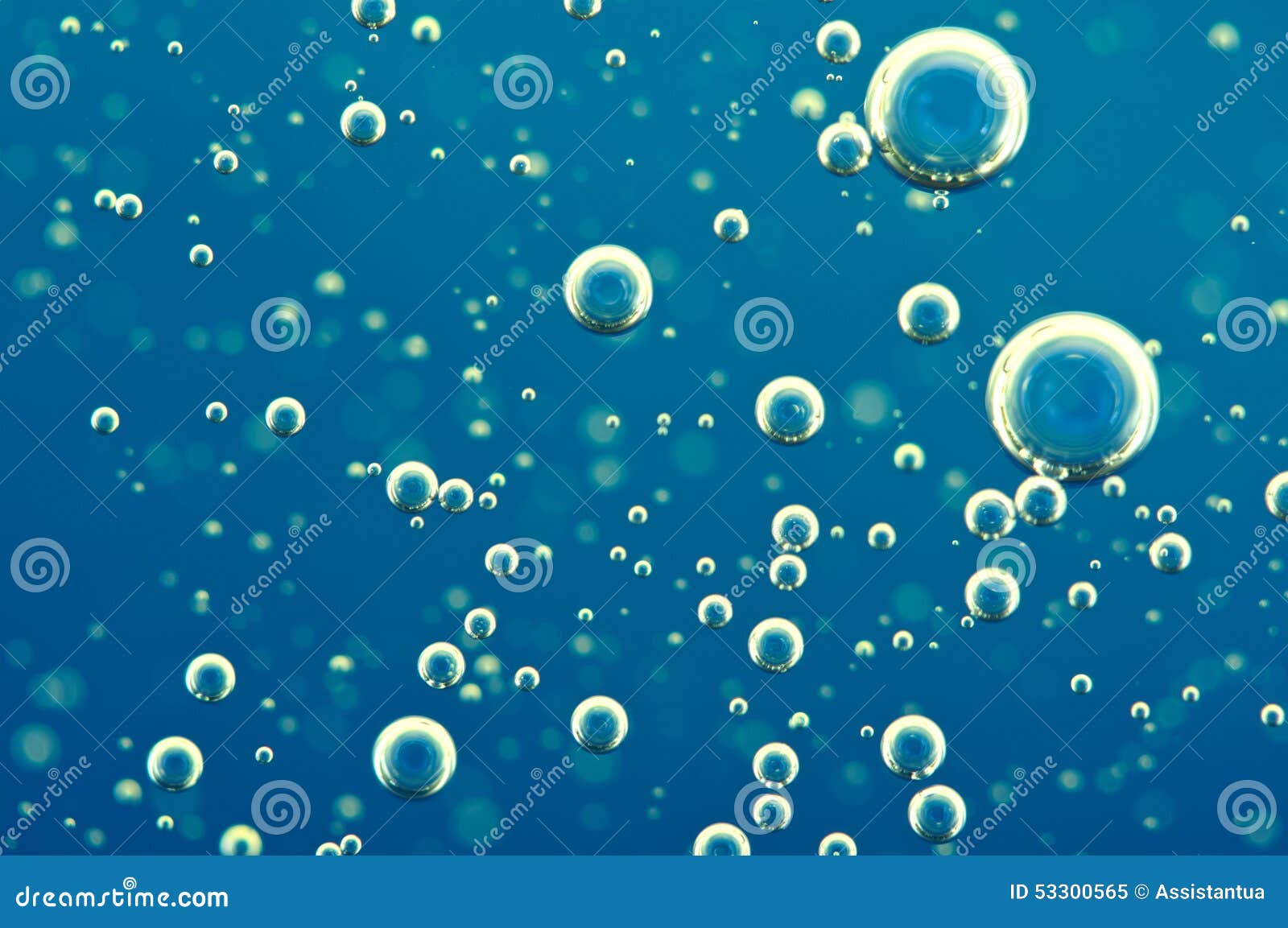 Macro Oxygen Bubbles in Water on Blue Background Stock Image - Image of ...