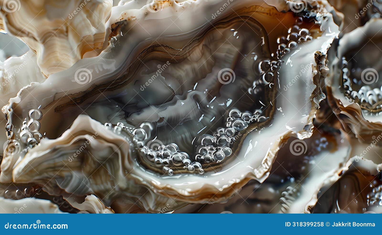 Macro of Oyster Shell with Water Drops, Abstract Background, Generative ...