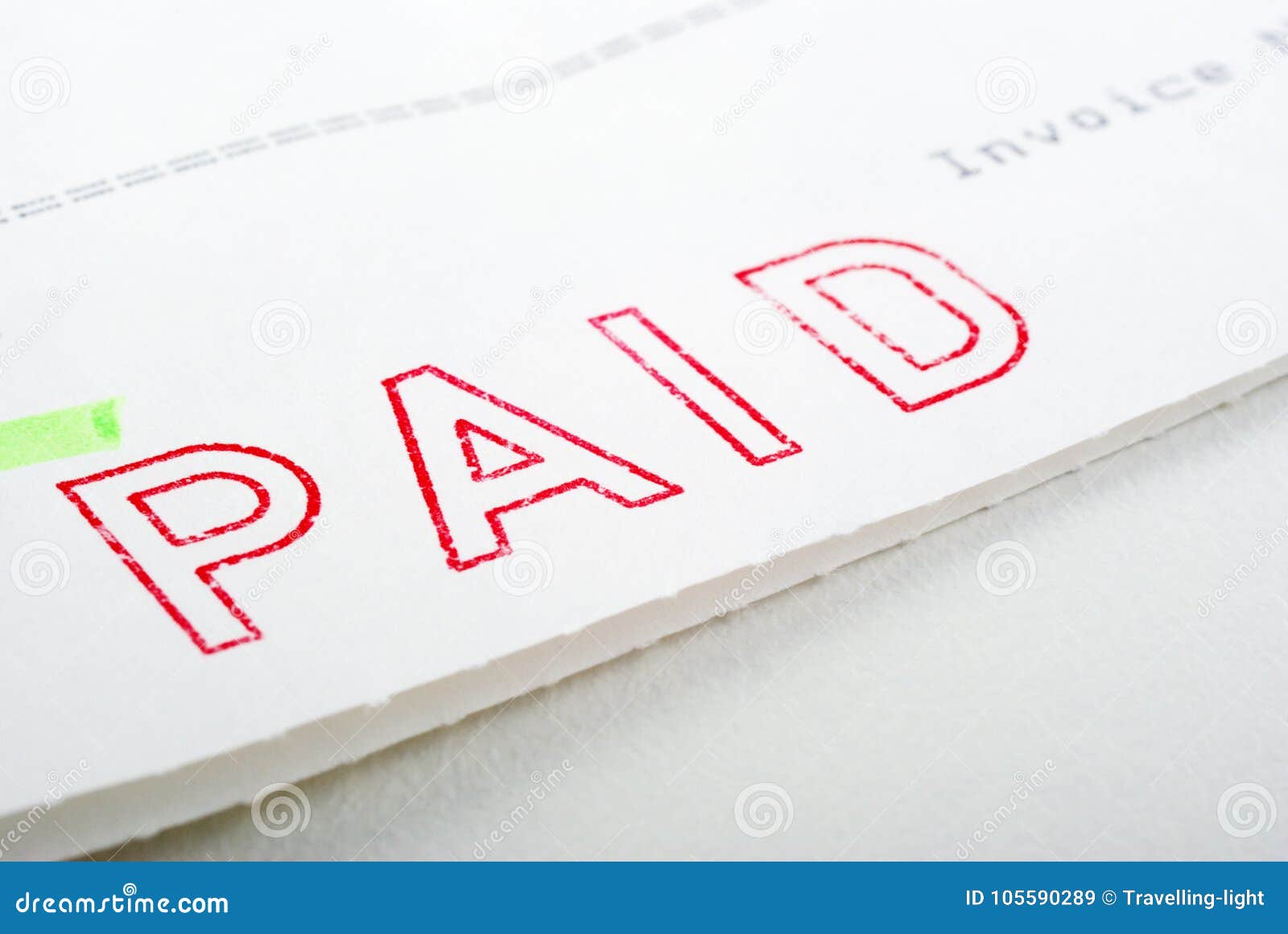 Paid Stamp on Invoice stock image. Image of invoice - 105590289