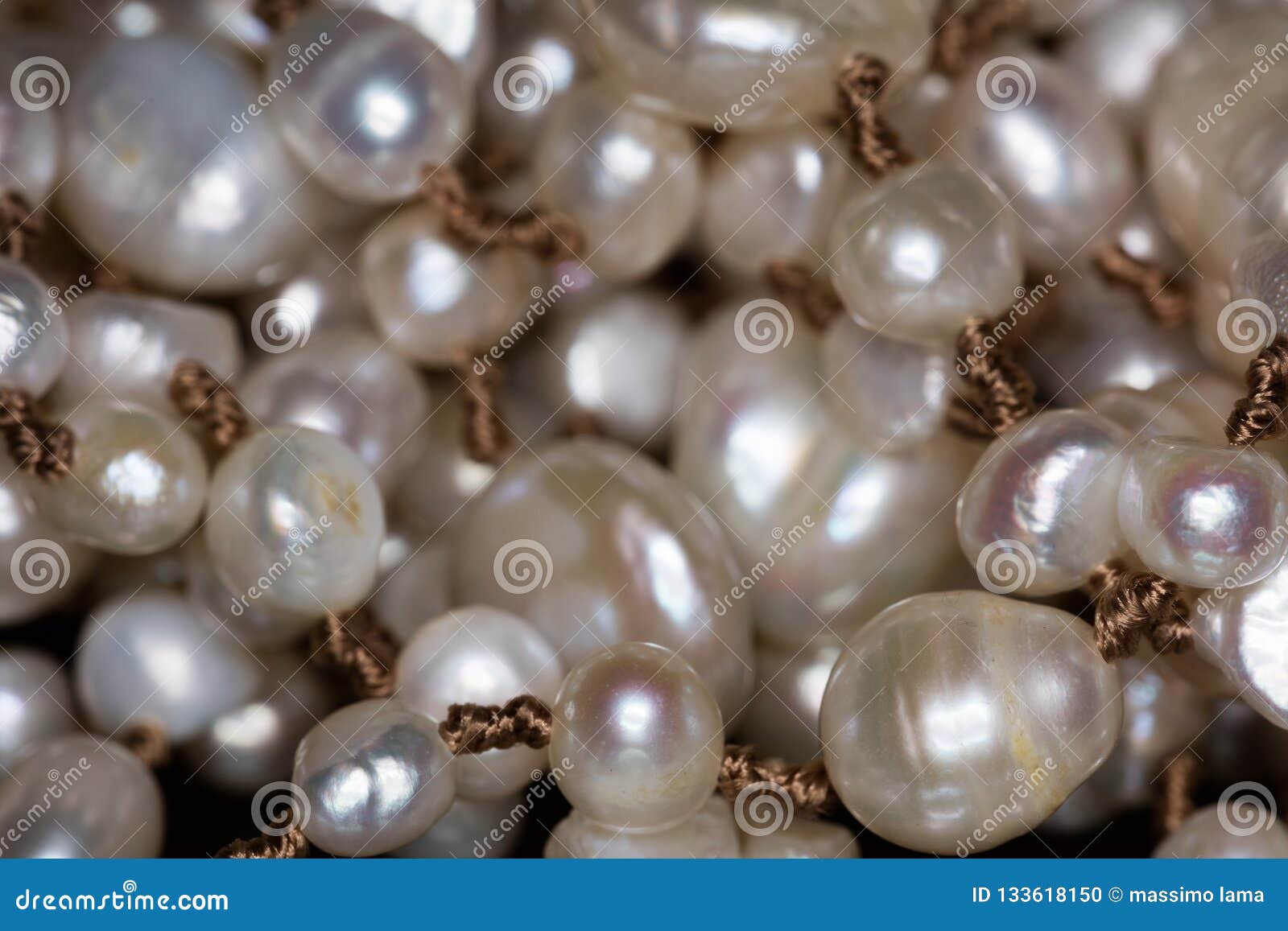 Macro of pearls stock photo. Image of chain, light, close - 133618150