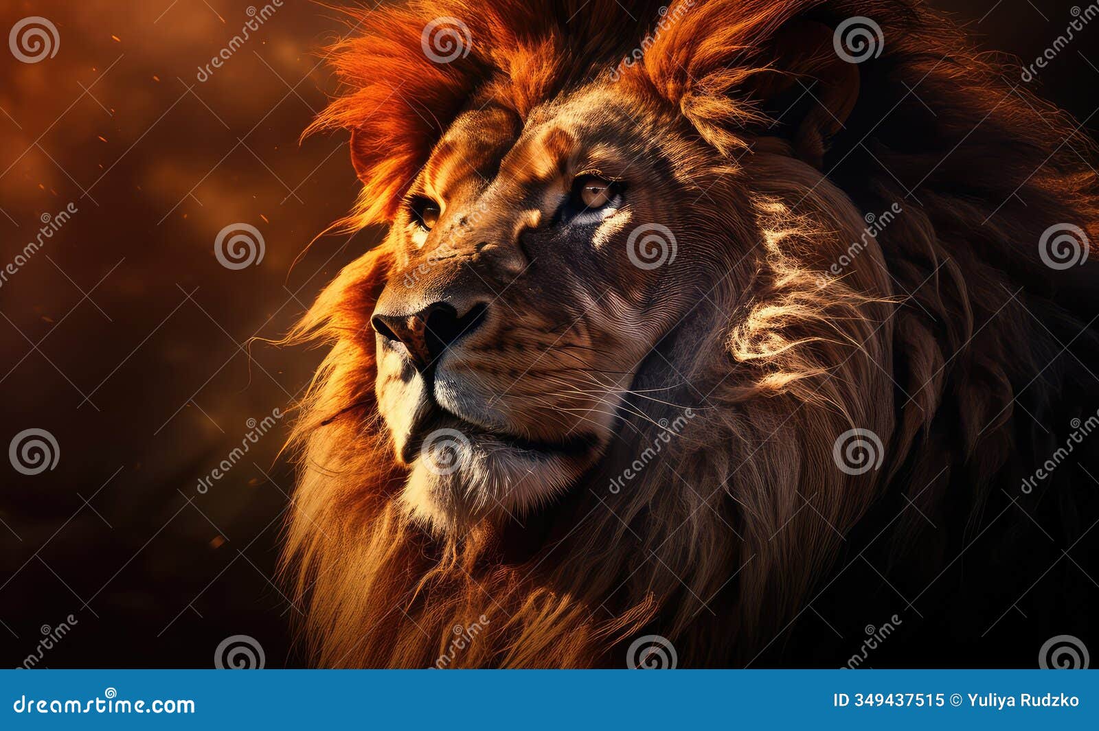 Macro Perspective of a Lion Head, Hyperrealistic Wallpaper Stock Image ...