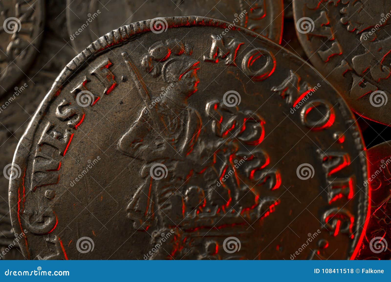 Macro of Ancient Silver Medieval Coin Stock Photo - Image of coin, heap ...