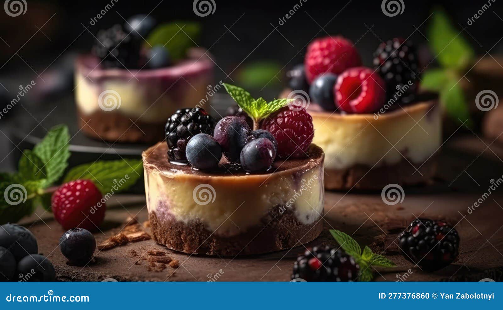 Macro Photo Cheesecakes on Stone Rustic Pub. Generative AI Stock ...