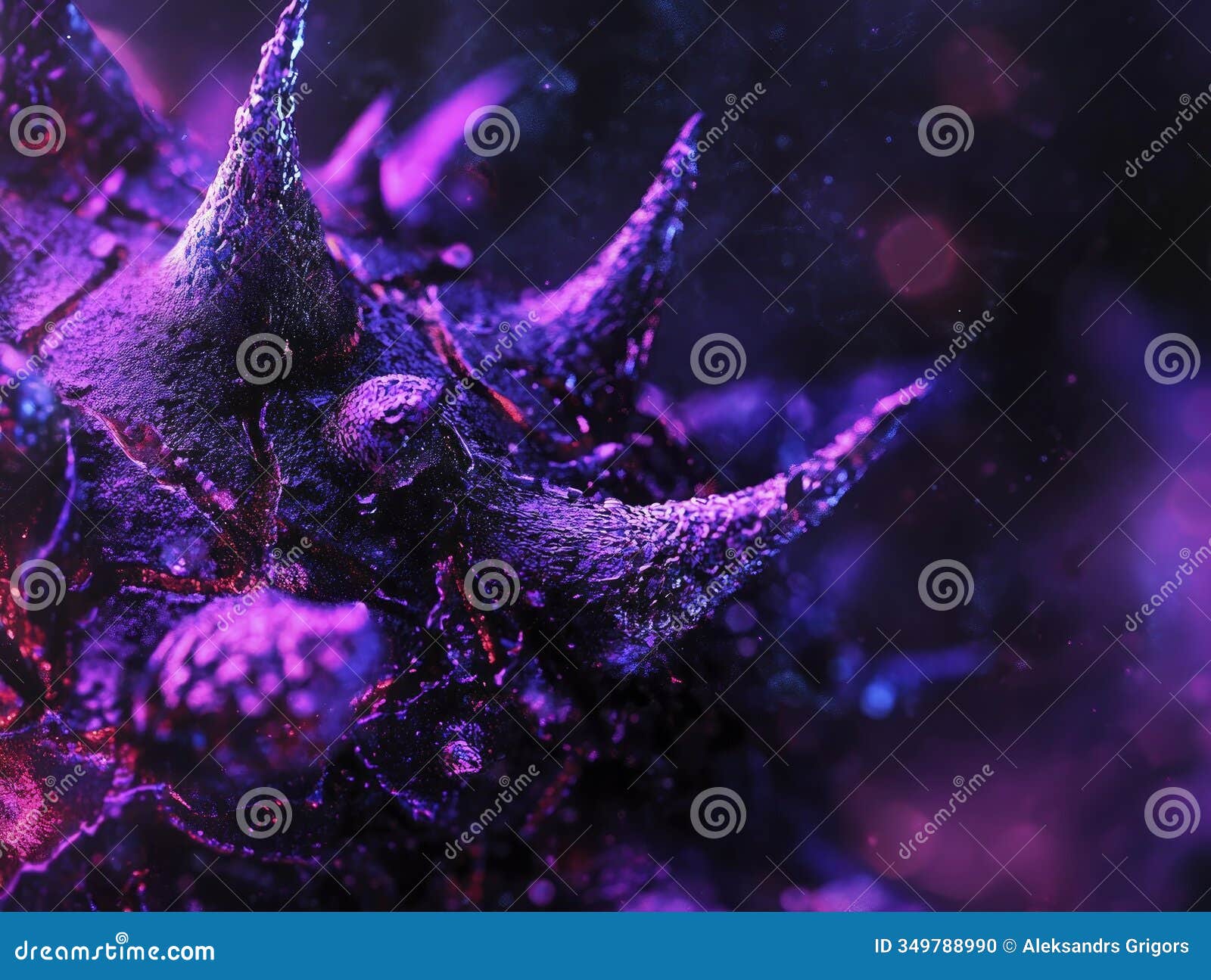 Macro Photo of a Complex Virus Structure with Spikes, Illuminated in ...