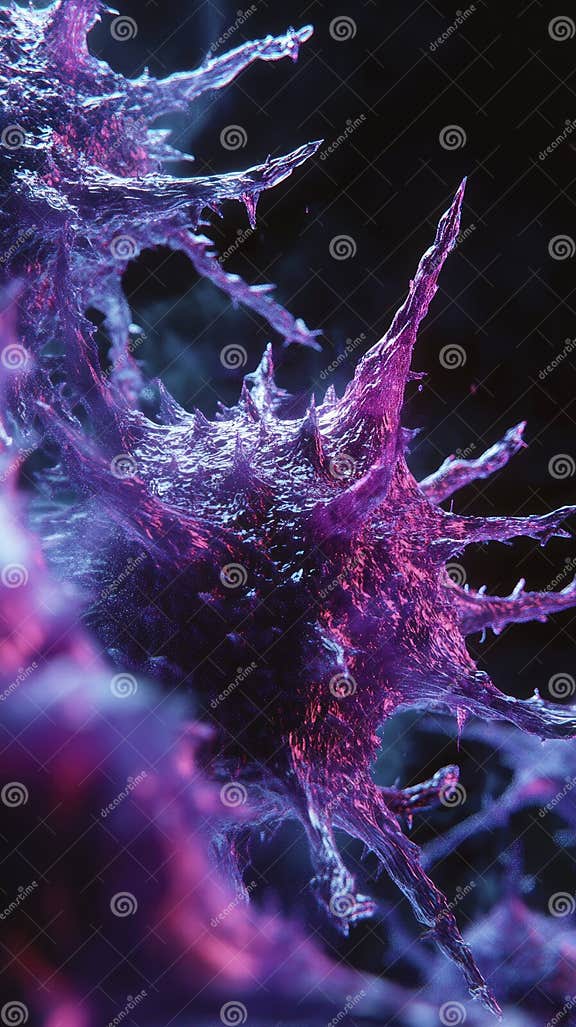 Macro Photo of a Complex Virus Structure with Spikes, Illuminated in ...