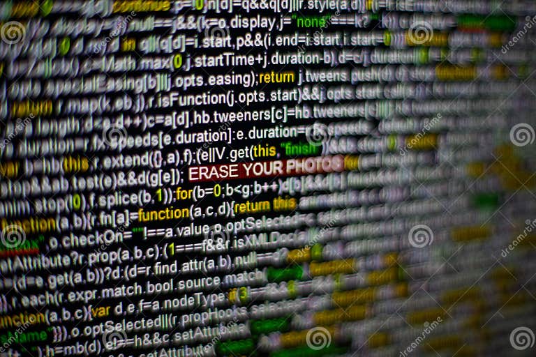 Macro Photo of Computer Screen with Program Source Code and Highlighted ...