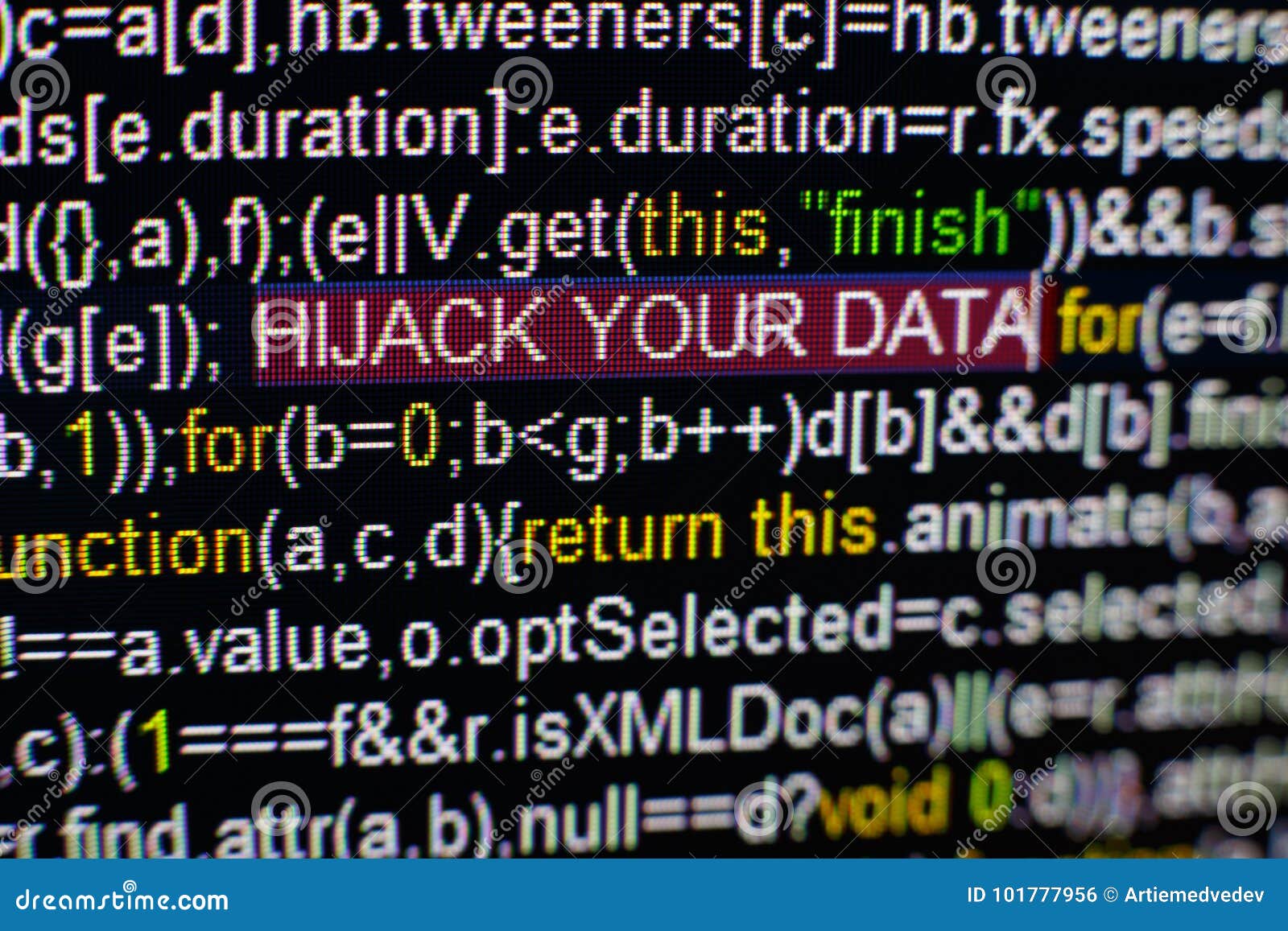 Macro Photo Of Computer Screen With Program Source Code And Highlighted Hijack Your Data