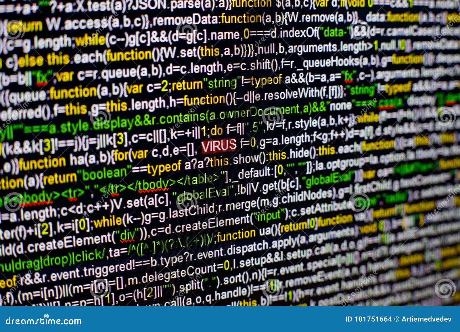 Macro Photo of Computer Screen with Program Source Code and Highlighted ...