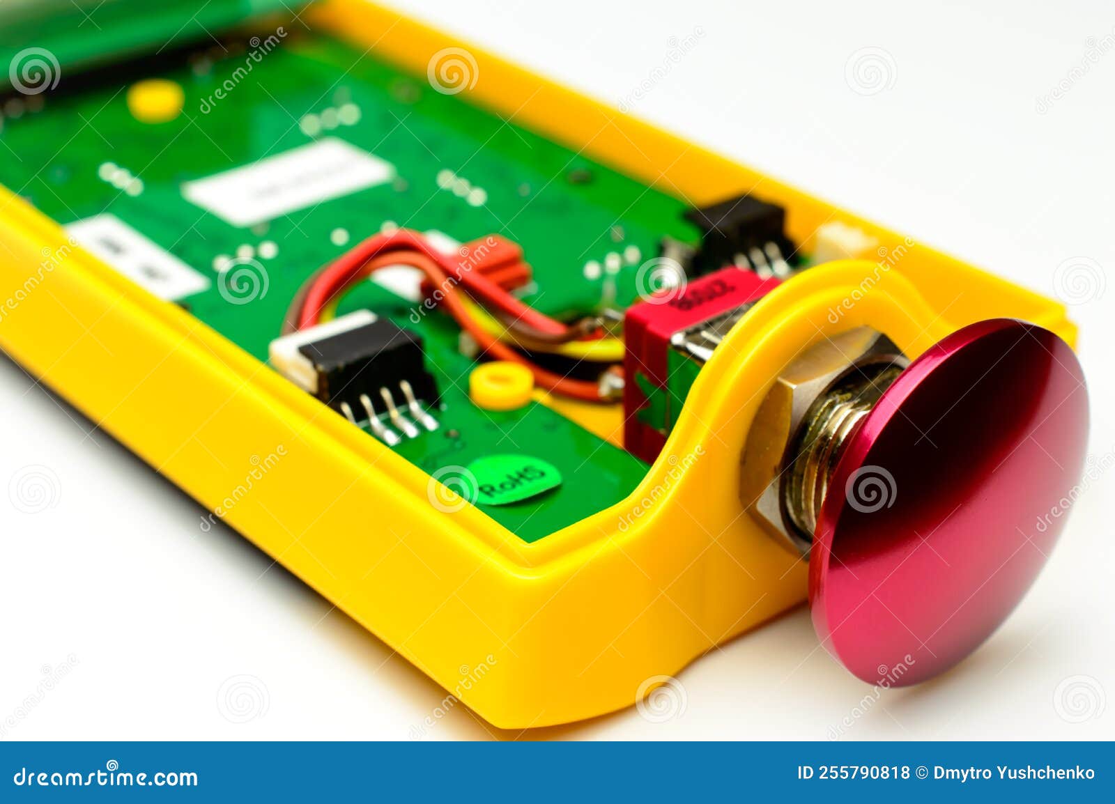 Macro Photo of an Emergency Stop Button on a Remote Controller for Ship ...