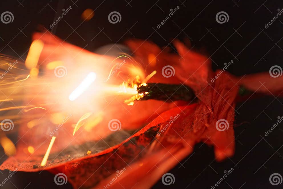 Macro Photo of an Exploding Firecracker Stock Image - Image of blaze ...