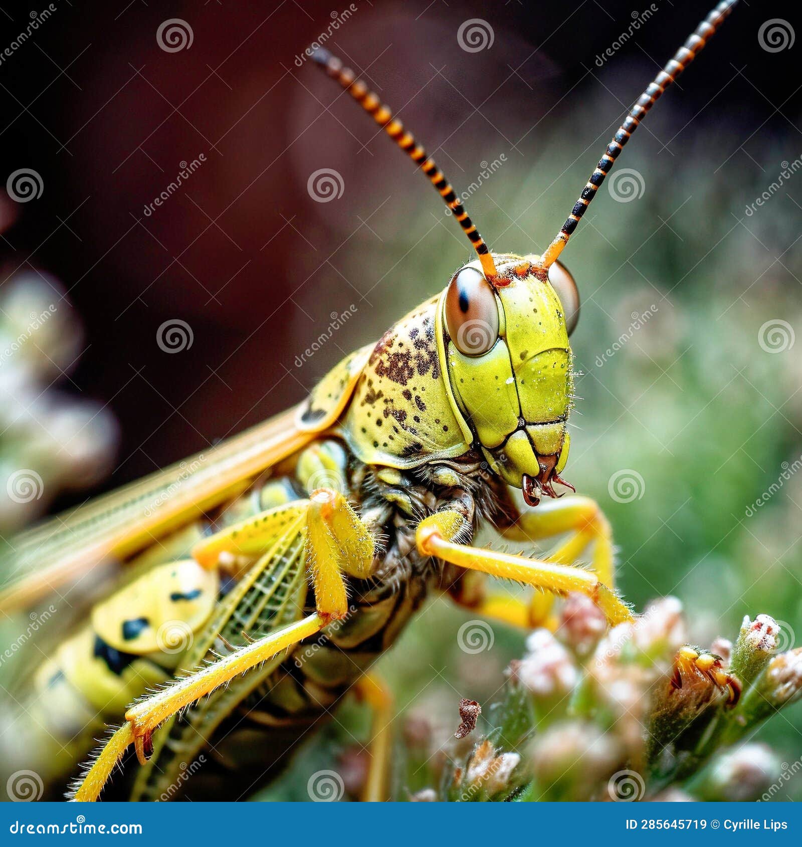Macro Photo of a Grasshopper - Generative AI Stock Illustration ...