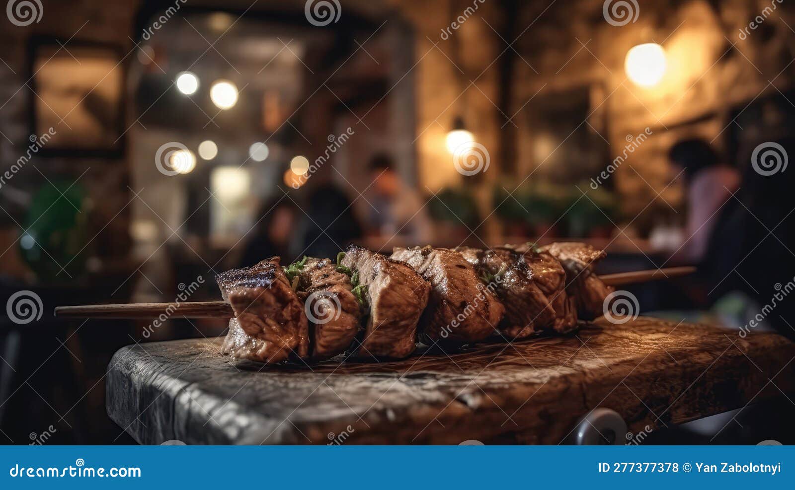 Macro Photo Kebab on Stone Rustic Pub. Generative AI Stock Illustration ...