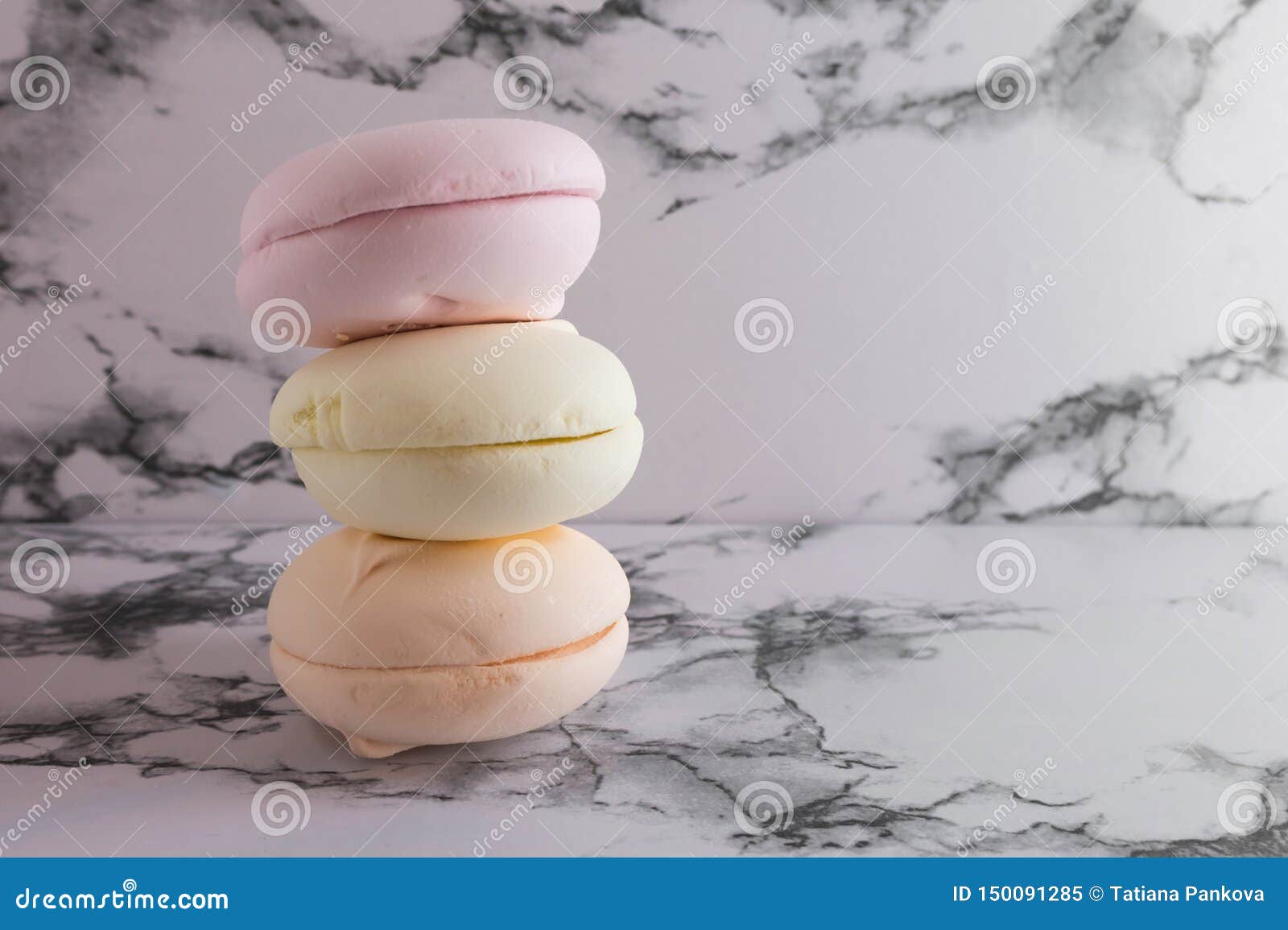 Macro Photo with Marshmallows in Pastel Colors. Marble Background Stock ...