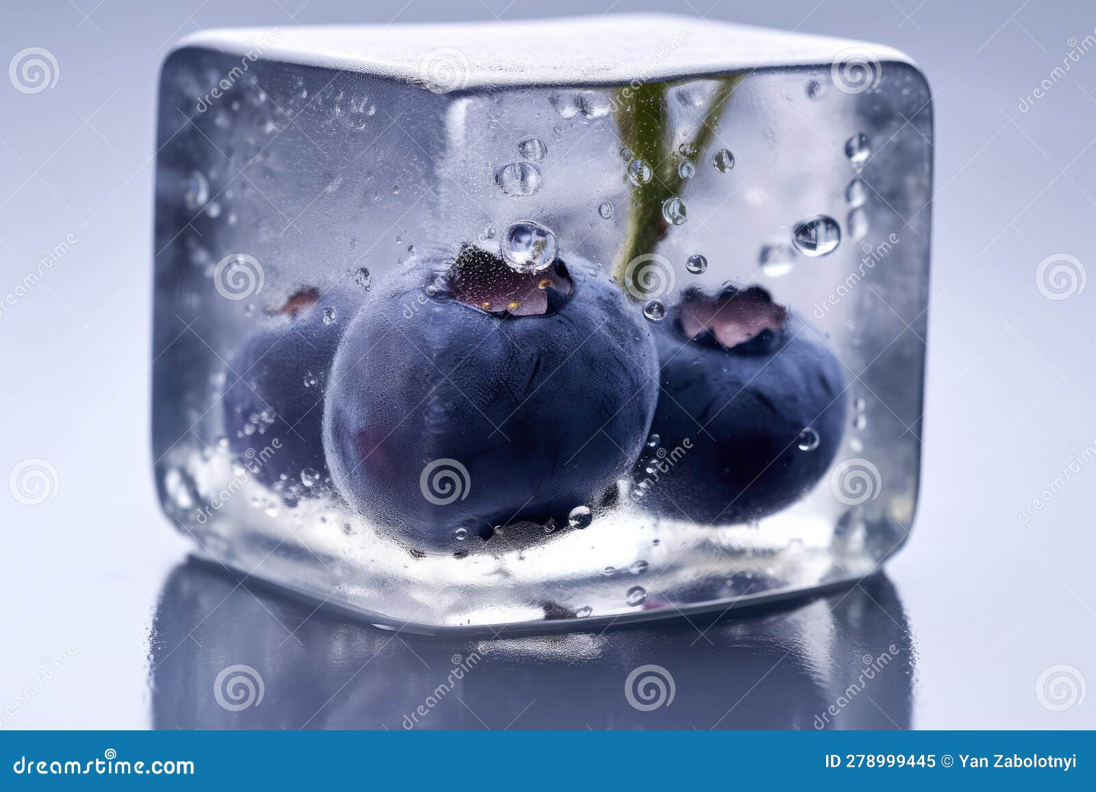 Macro Photo One Blueberry in an Ice Cube. Generative AI Stock ...